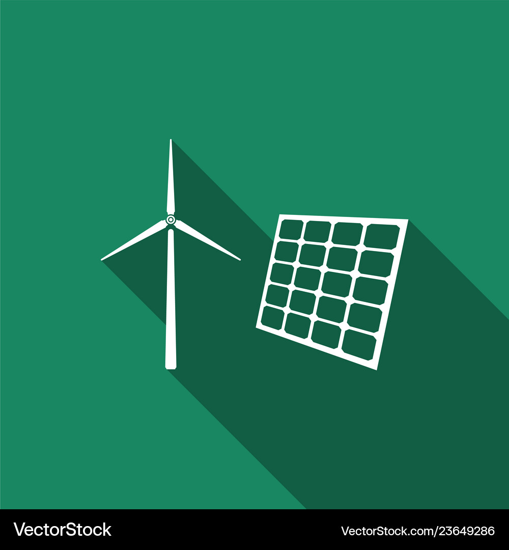 Wind mill turbines and solar panel icon Royalty Free Vector