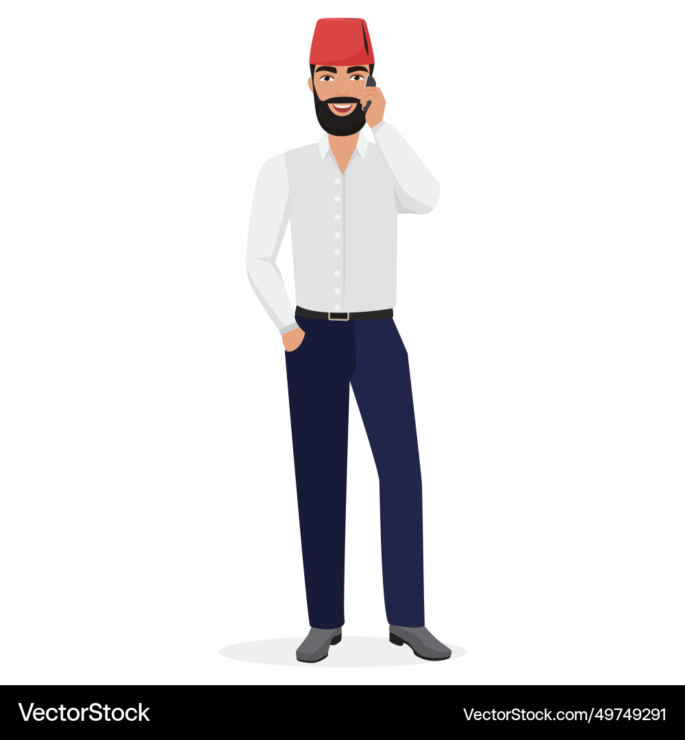 Arab businessman talking on phone Royalty Free Vector Image