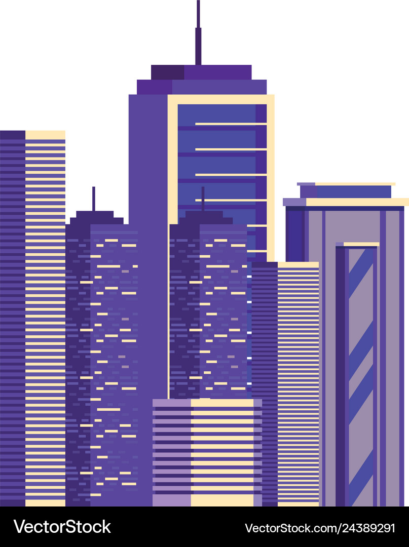 Buildings metropolis cityscape scene Royalty Free Vector