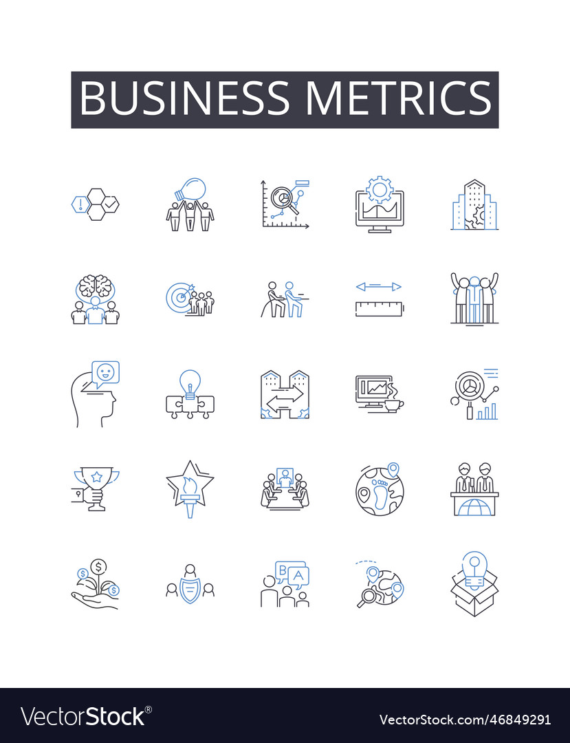 Business metrics line icons collection financial Vector Image