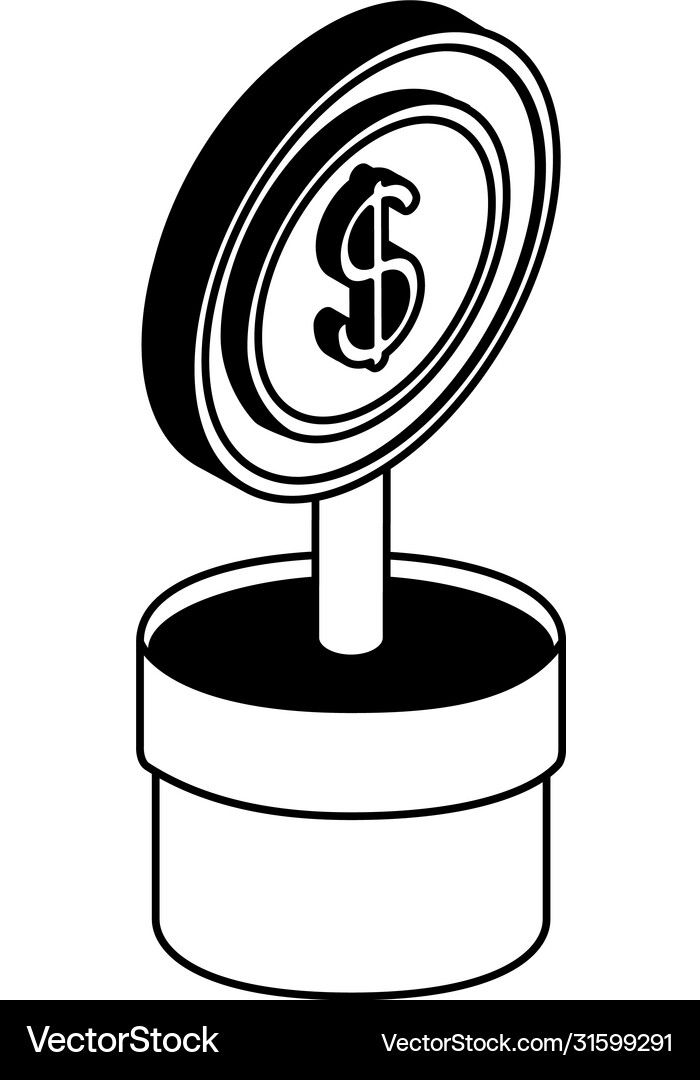 Coin flower isometric line style icon Royalty Free Vector