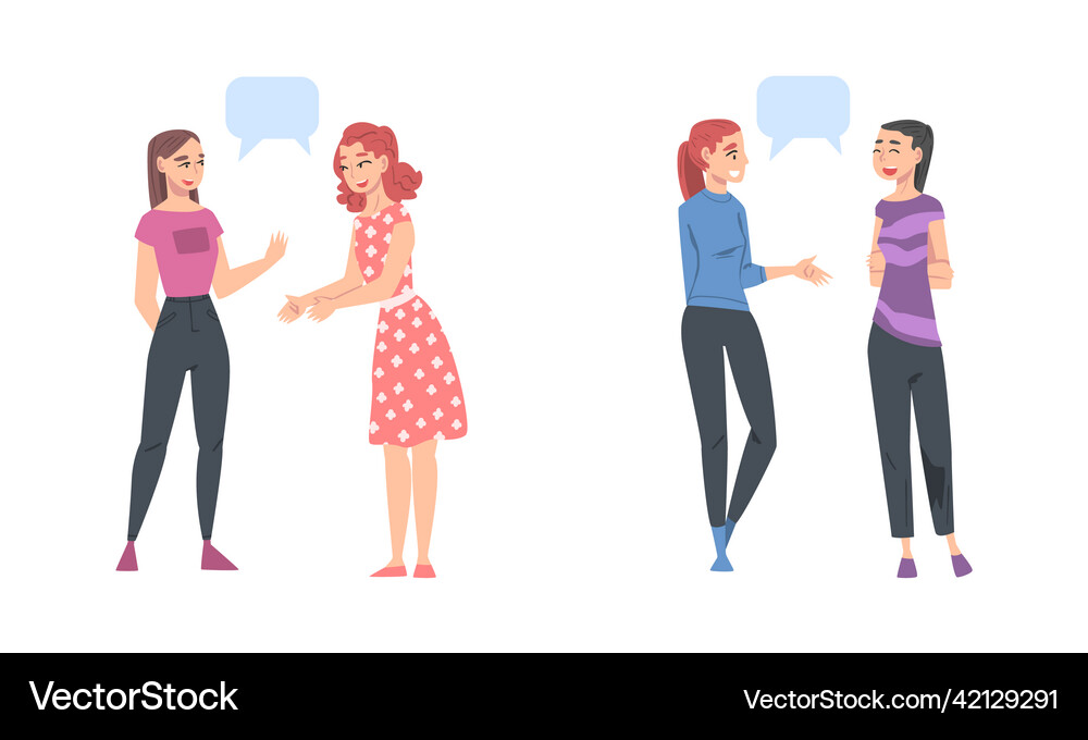 Communicating people set girls chatting Royalty Free Vector
