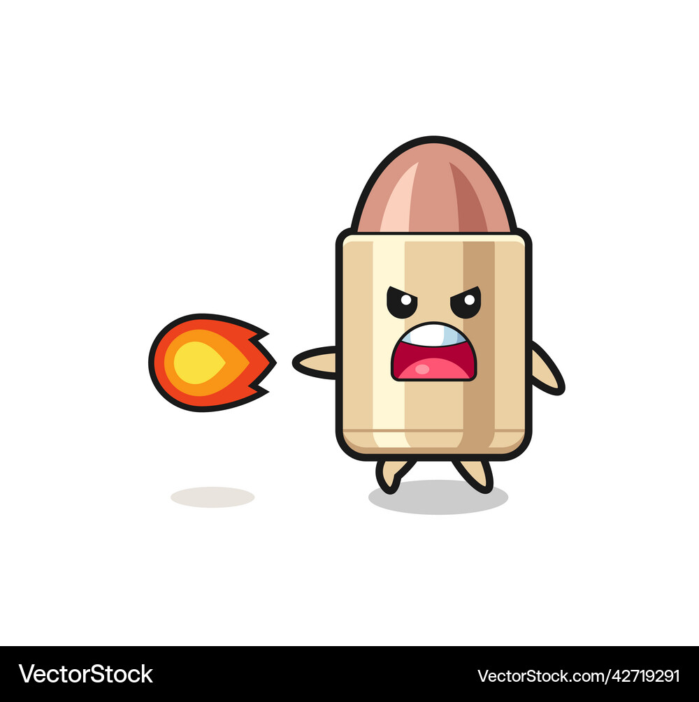 Cute bullet mascot is shooting fire power Vector Image