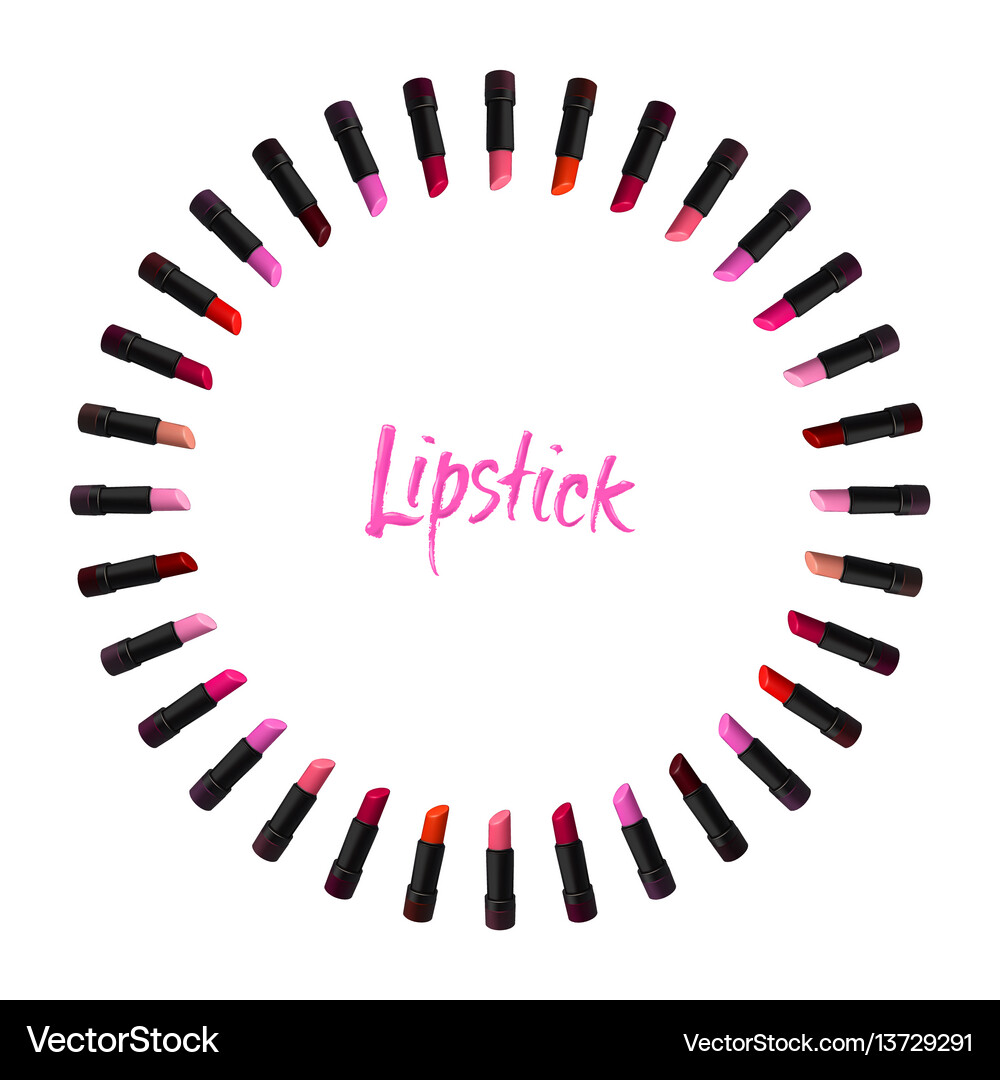 Lipstick border on white background beauty Vector Image