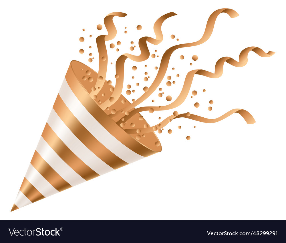 Party poppers with spraying confetti and streamer Vector Image