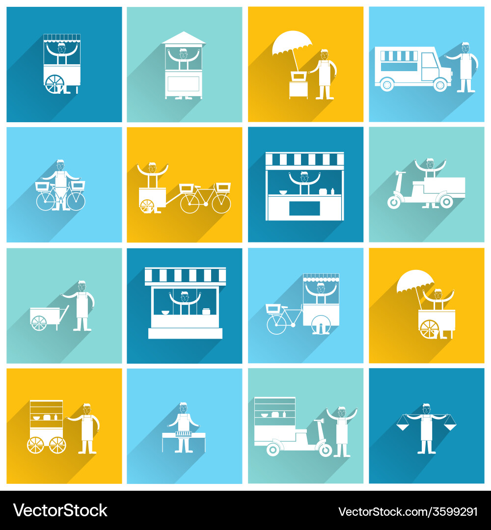 Street food icon flat white Royalty Free Vector Image