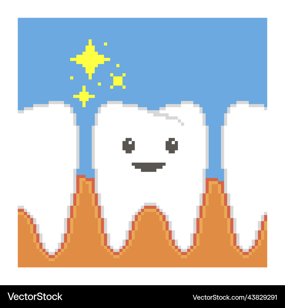 White smiling shining tooth in the gum Royalty Free Vector