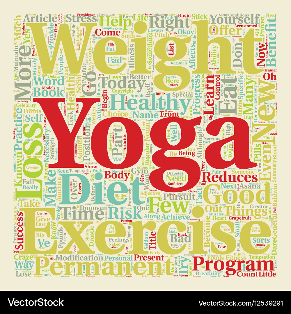 Yoga And Weight Loss text background wordcloud Vector Image