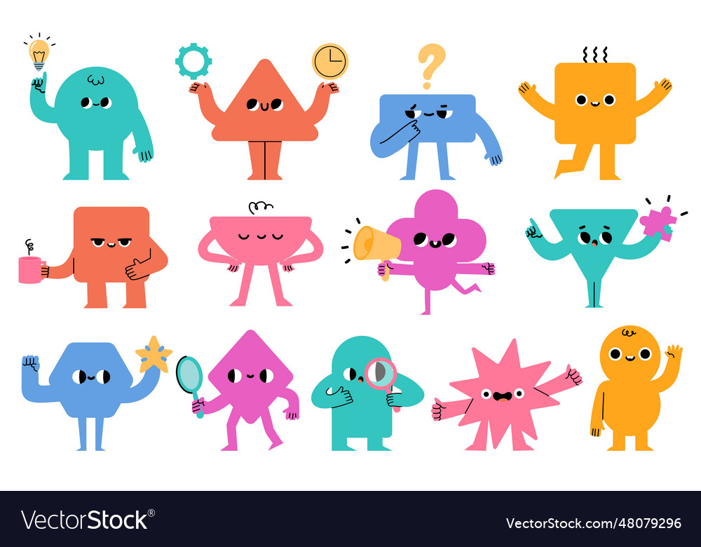 Abstract characters geometric comic creature Vector Image
