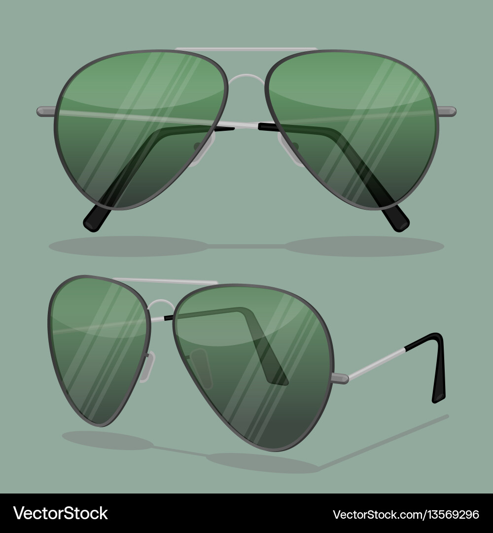 Aviator sunglasses isolated on white dark brown Vector Image