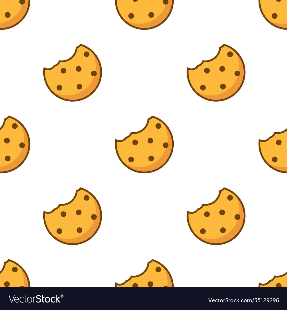 Bite cookie pattern biscuit chip seamless Vector Image