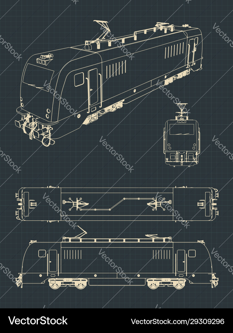 Electric locomotive drawings Royalty Free Vector Image
