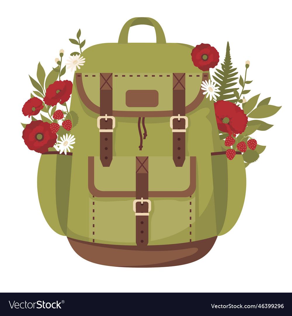 Flowers backpack Royalty Free Vector Image - VectorStock