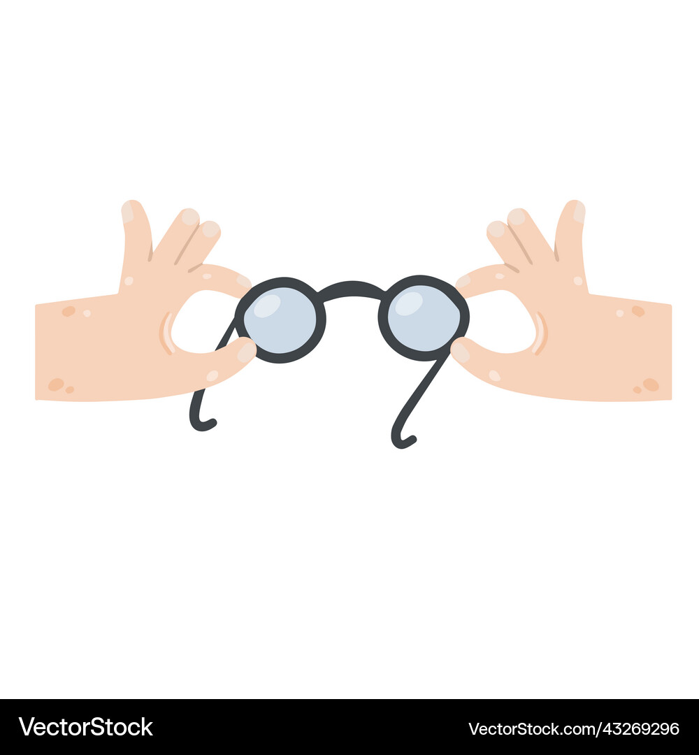 Hand hold eyeglasses vision problems Royalty Free Vector
