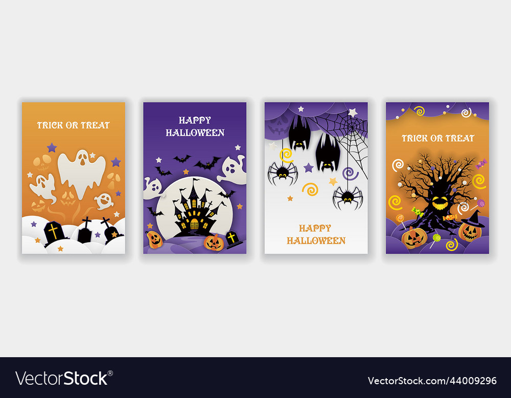 Happy halloween greeting card set Royalty Free Vector Image