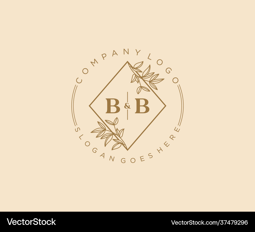 Initial bb letters beautiful floral feminine Vector Image