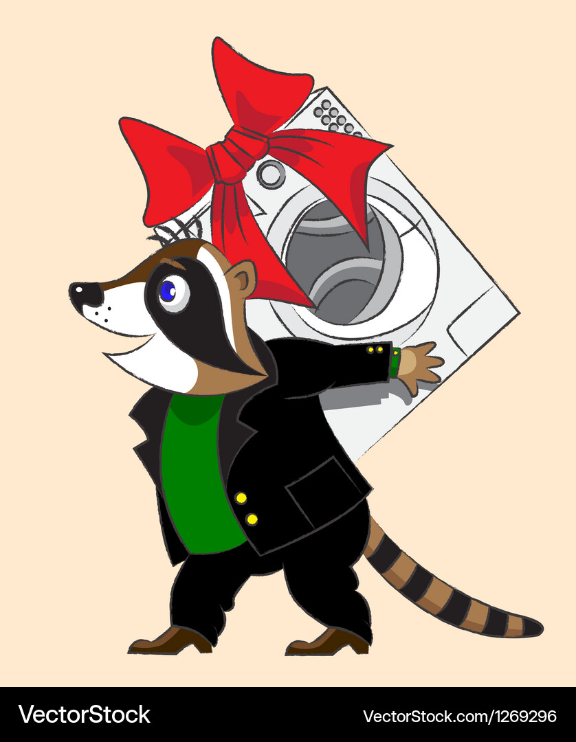 Raccoon and washing machine Royalty Free Vector Image