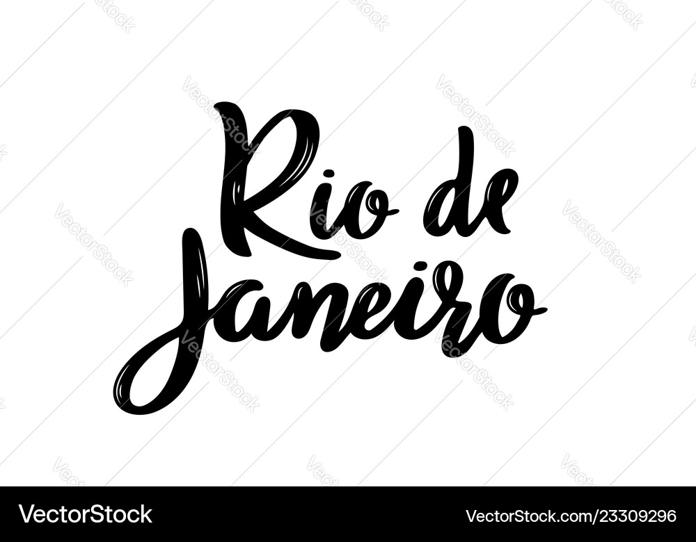 Rio de janeiro- hand drawn lettering Royalty Free Vector