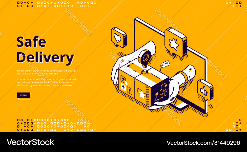 Safe delivery online service isometric landing Vector Image