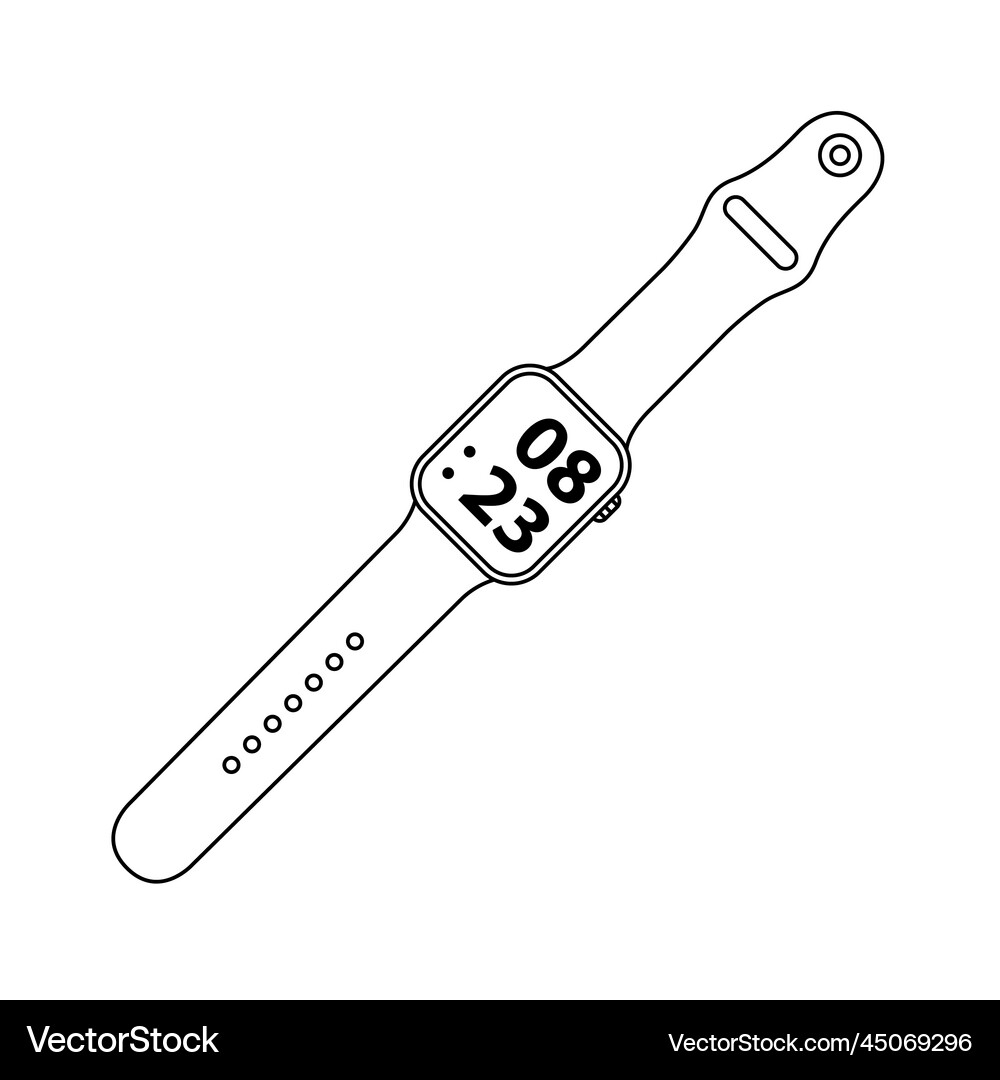 Smartwatch outline icon on white background Vector Image