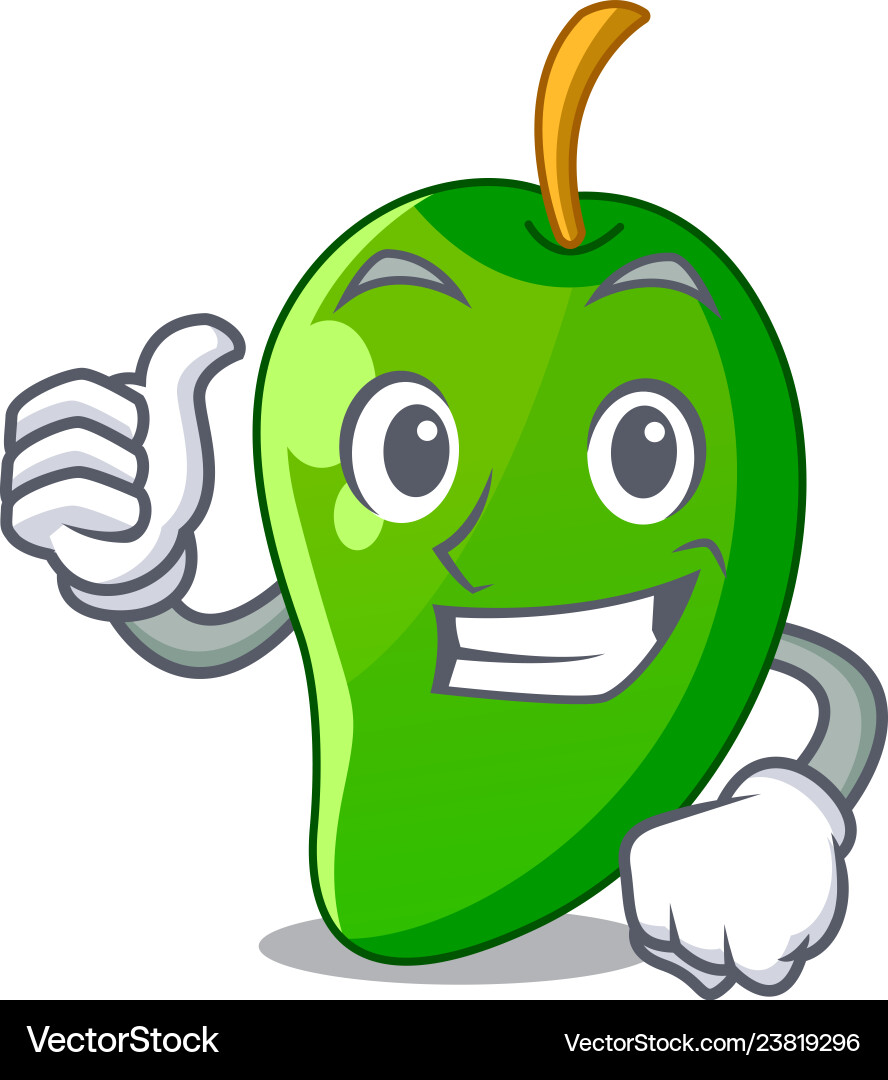 Thumbs up green mango slices in character Vector Image
