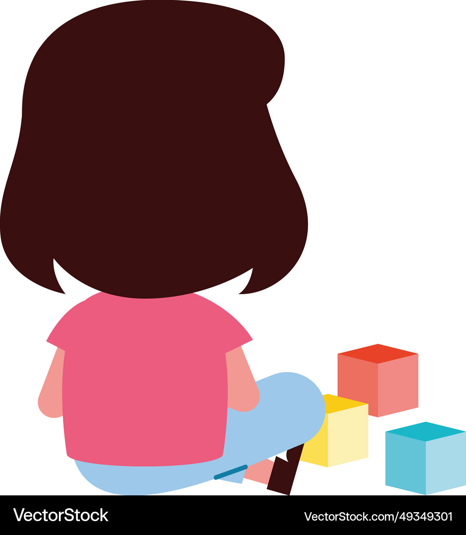 Autism girl with cubes Royalty Free Vector Image