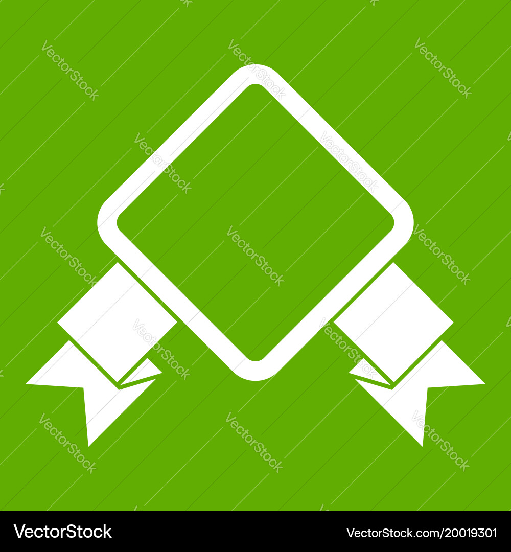 Badge with ribbon icon green Royalty Free Vector Image