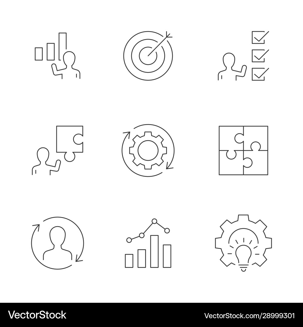 Business strategy line icons on white background Vector Image