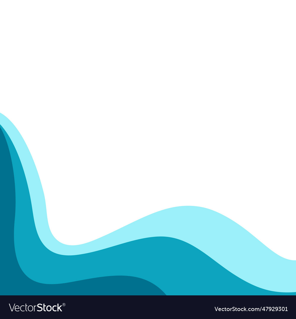 Corner frame water design elements isolate waves Vector Image