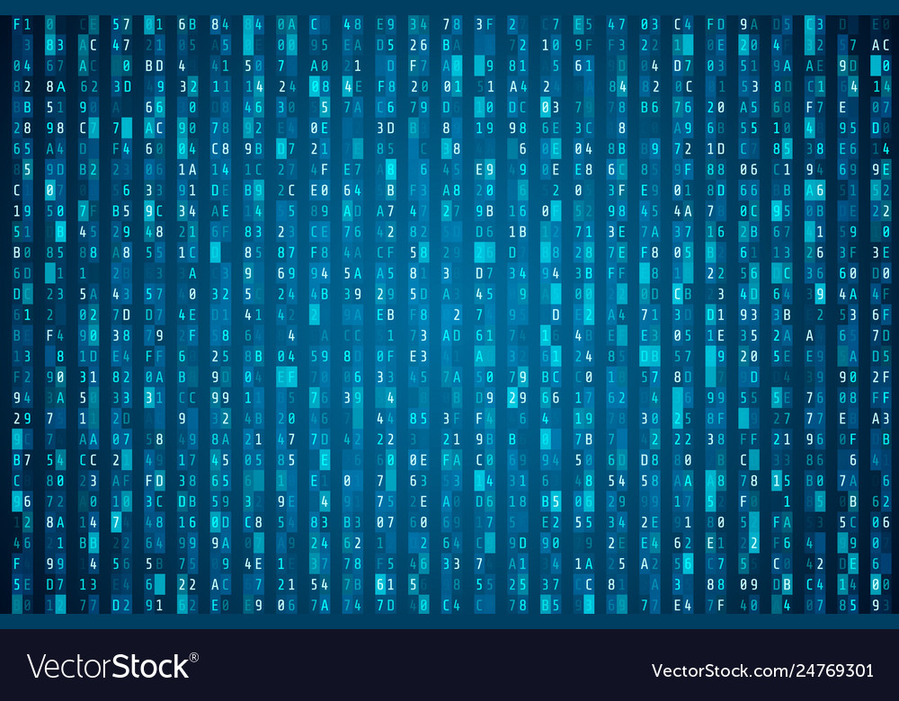 Hex Code Stream Random Hexadecimal Cyber Vector Image