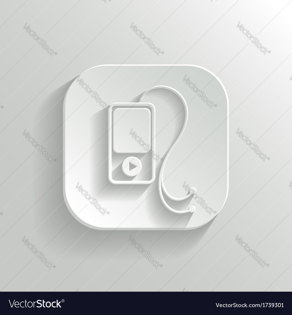 Mp3 player icon - white app button Royalty Free Vector Image
