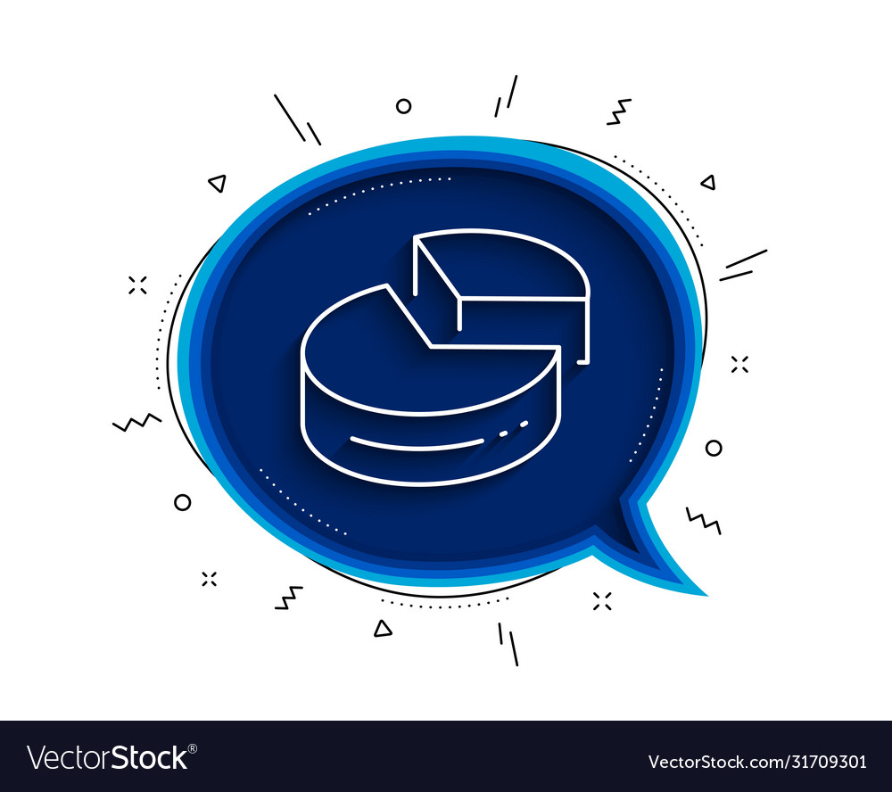 Pie Chart Line Icon Presentation 3d Graph Sign Vector Image