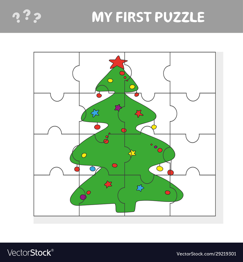 Puzzle christmas tree Royalty Free Vector Image