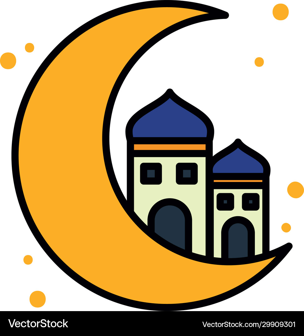 Ramadan mosque and moon line fill style icon Vector Image