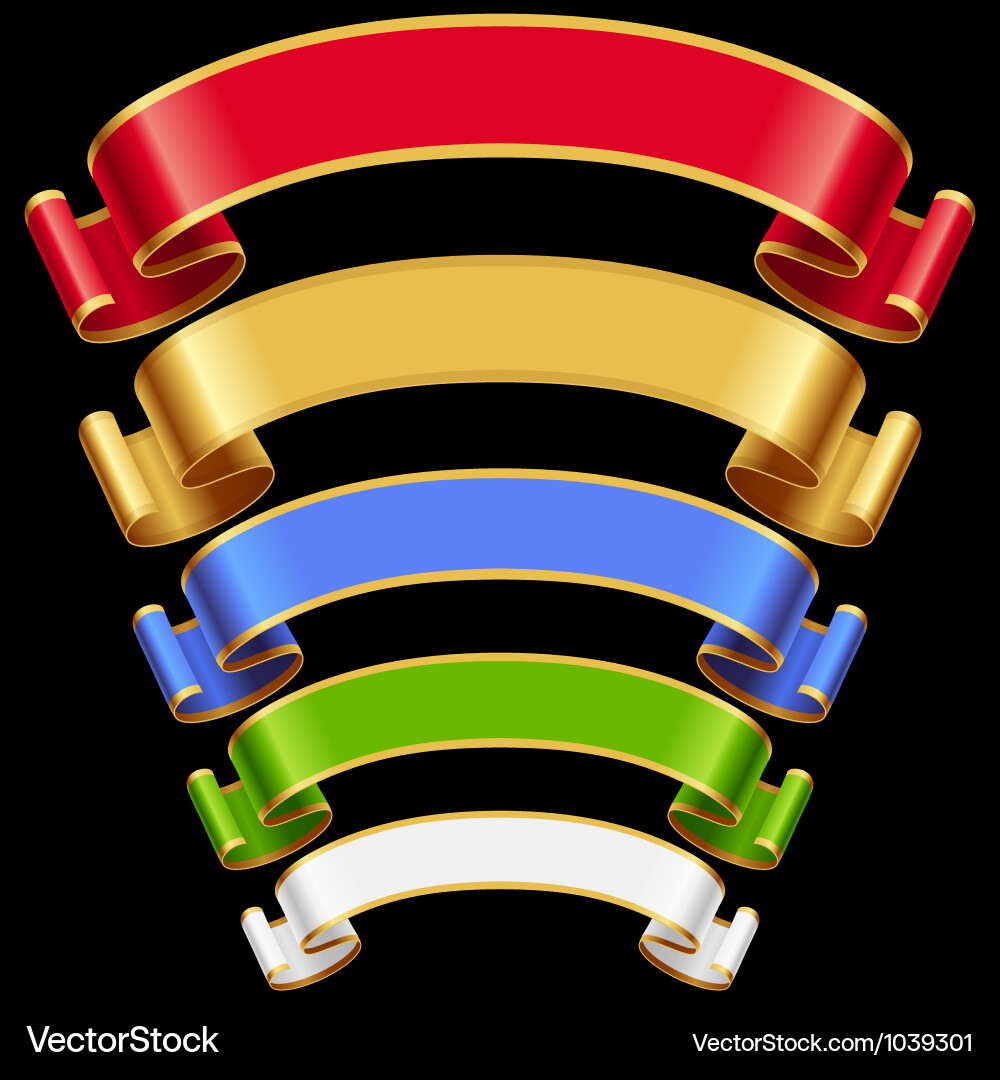 Ribbons set multicolored banners isolated on black