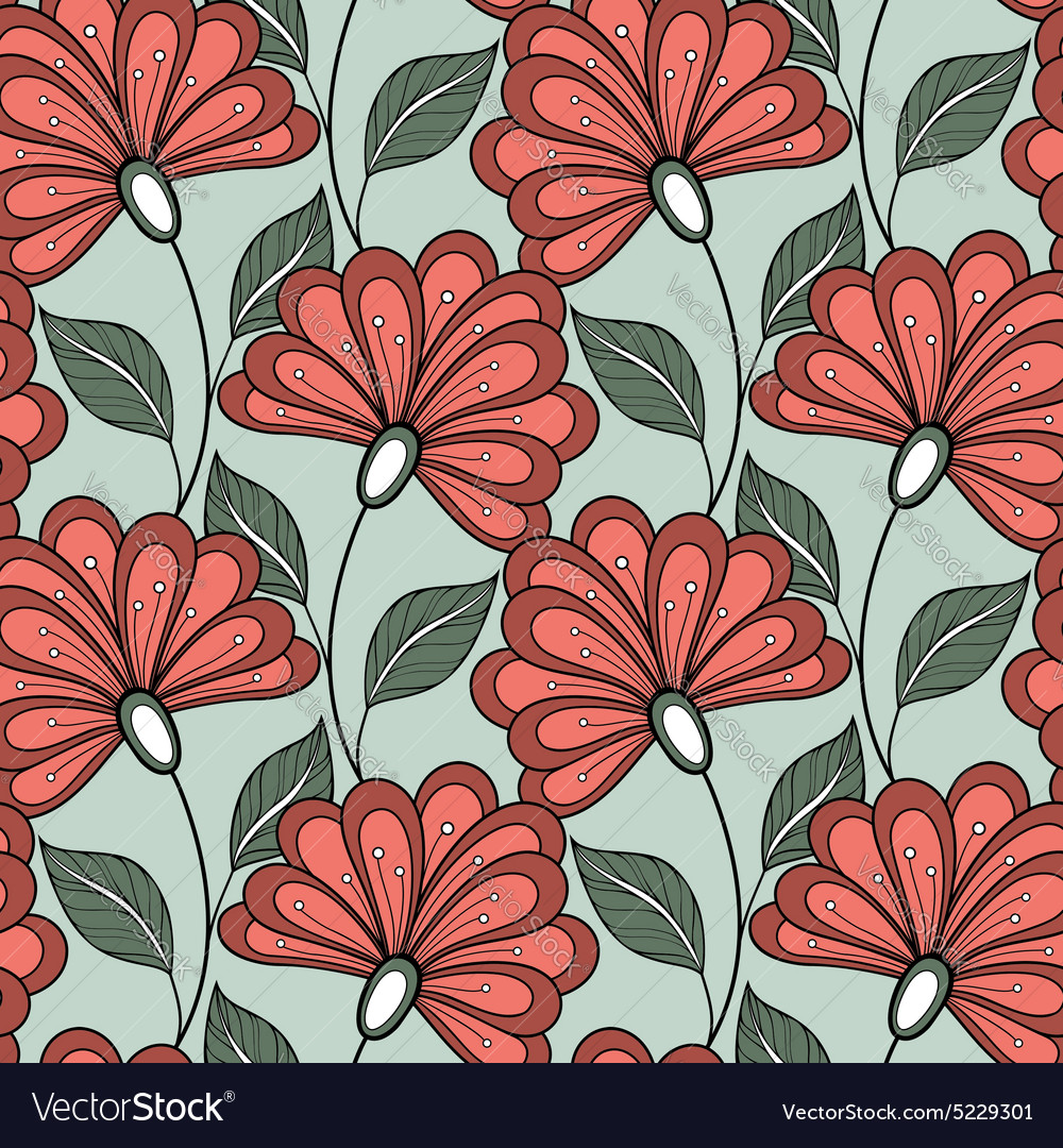 Seamless Floral Pattern Hand Drawn Floral Texture Vector Image