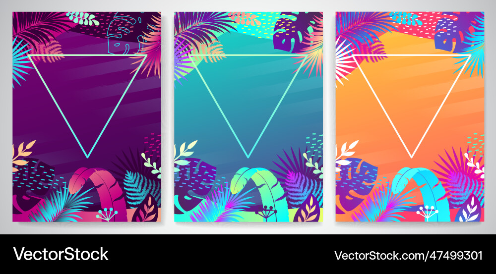 Set of colorful gradient summer banners Royalty Free Vector