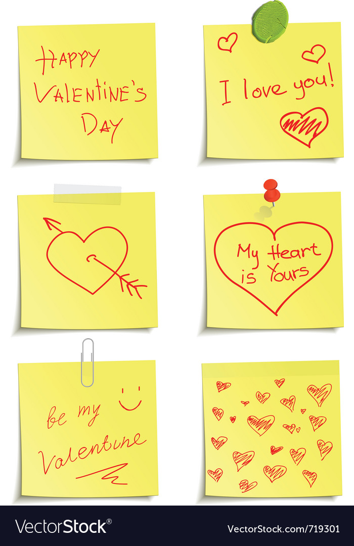 Set of notes to valentine day Royalty Free Vector Image