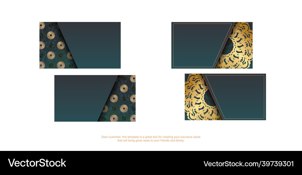 Visiting business card with gradient green color Vector Image