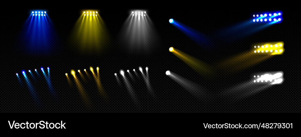 Yellow stadium concert show light isolated set Vector Image