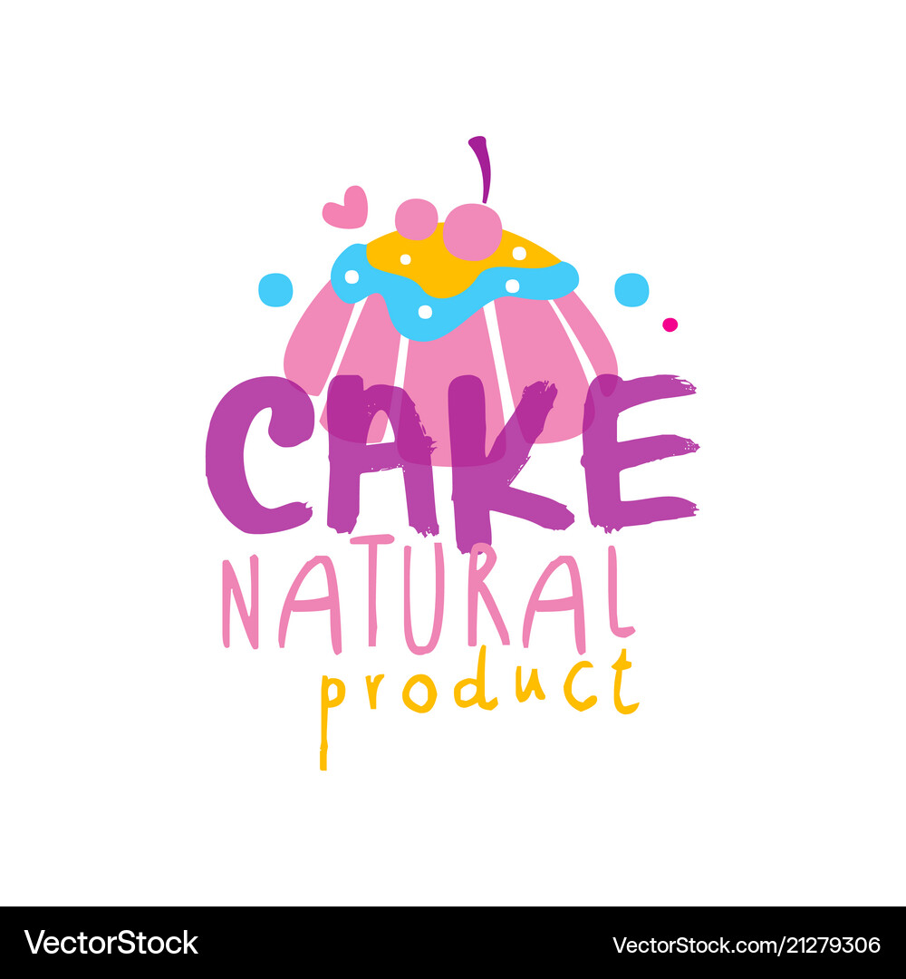 Cake natural product logo design label Royalty Free Vector