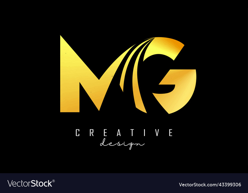 Creative golden letters mg m g logo with leading Vector Image