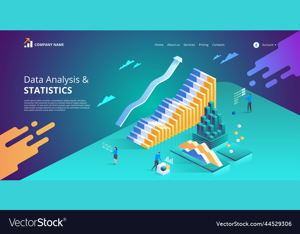 Data analysis isometric for landing page Vector Image