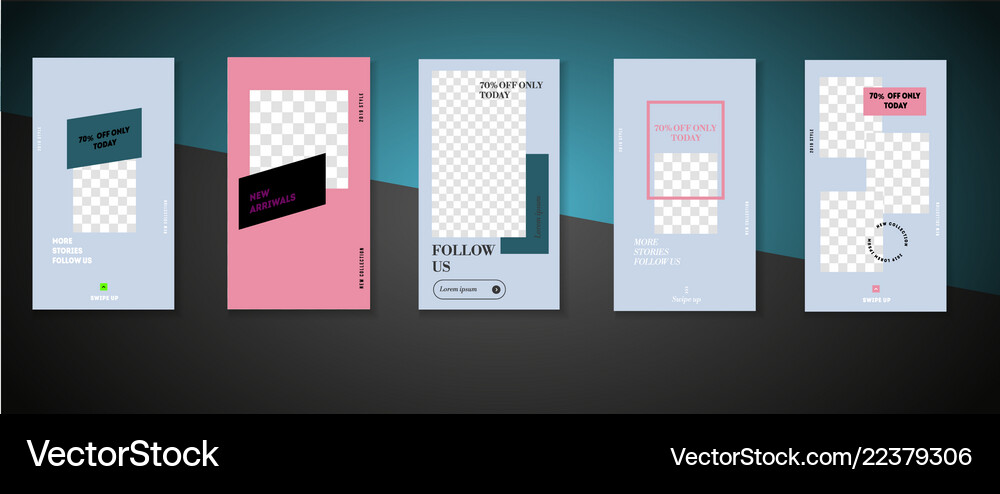 Editable social media stories for phone Royalty Free Vector