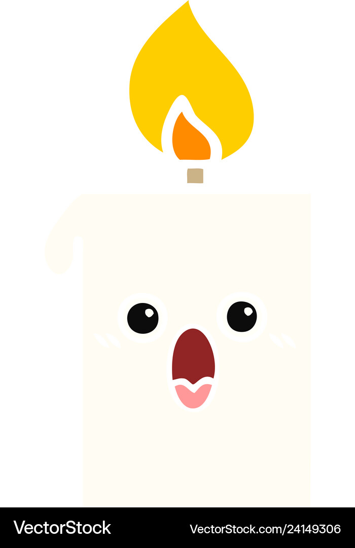 Flat color retro cartoon lit candle Royalty Free Vector
