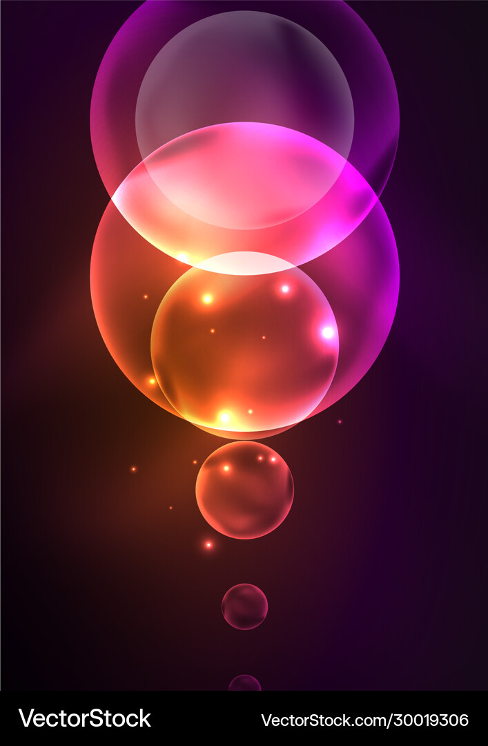 Glowing neon shiny transparent bubbles glass Vector Image