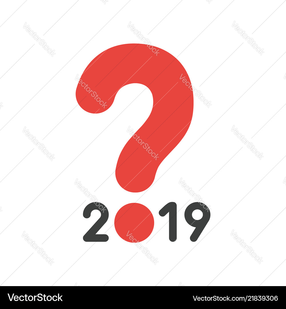 Icon concept of year 2019 with question mark Vector Image