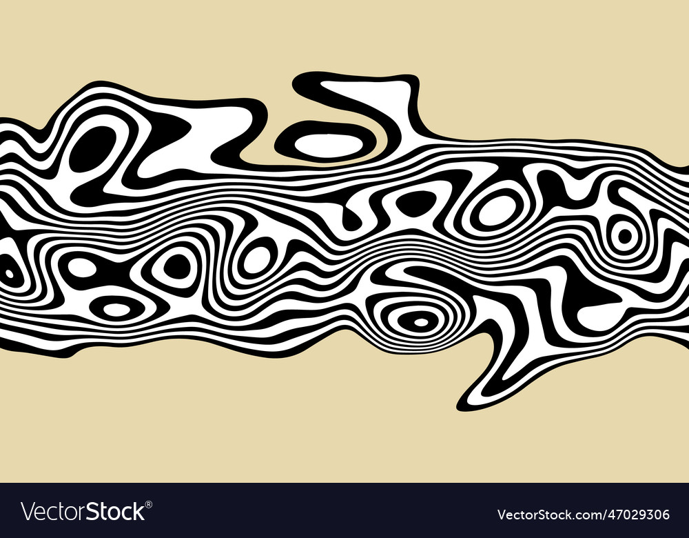 Liquid abstract wavy flow of black and white Vector Image