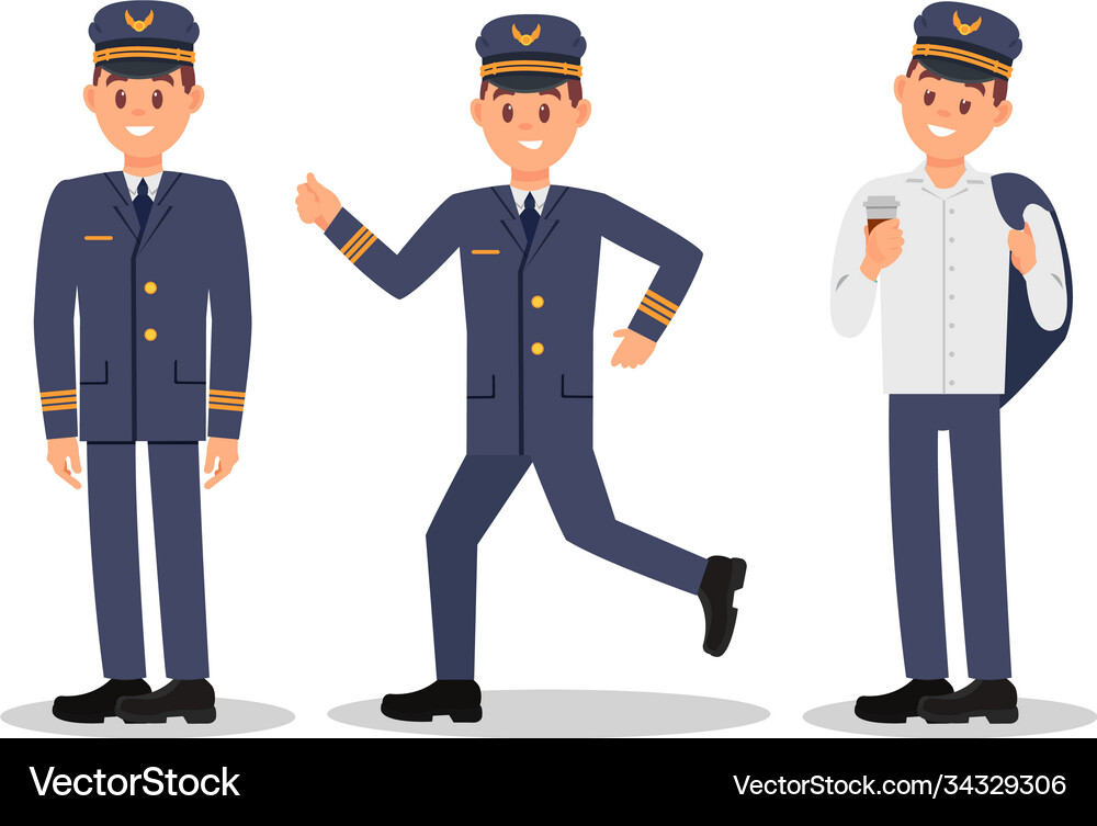 Man aircraft pilot wearing professional uniform Vector Image