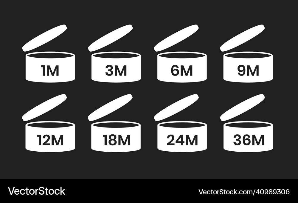 Period after open icon sign set flat style Vector Image